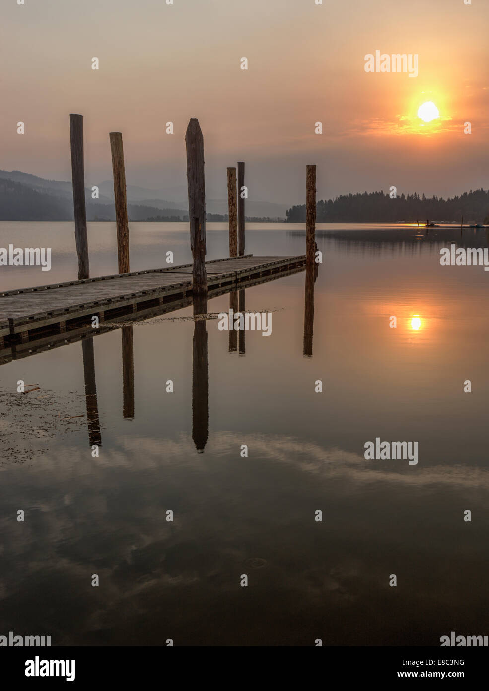 Warm sunrise over the lake Stock Photo - Alamy