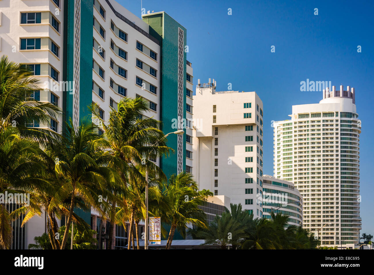 Buildings along Collins Avenue in Miami Beach, Florida Stock Photo - Alamy