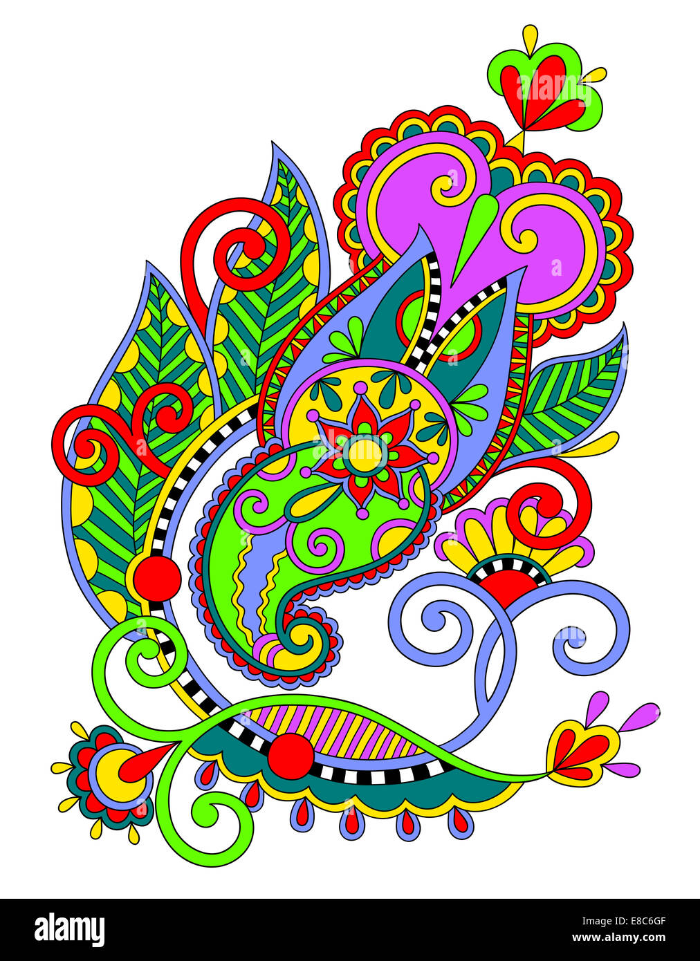 original digital draw line art ornate flower design Stock Photo - Alamy