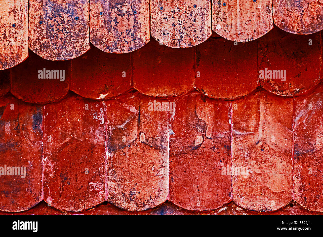 Roof decorative from red tiles rustic processed Stock Photo - Alamy