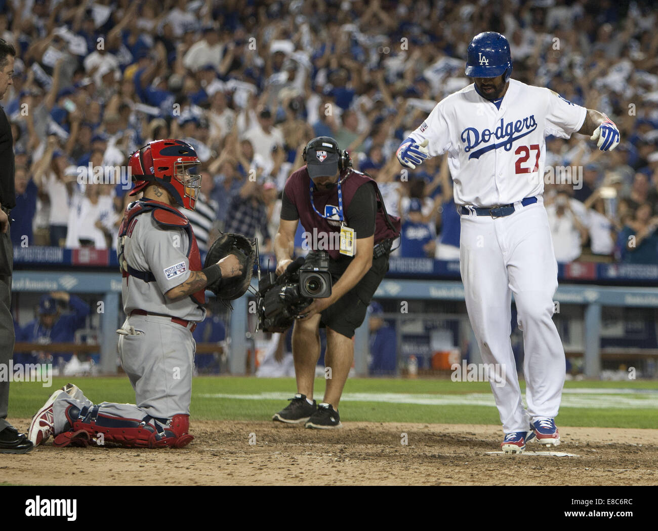 Los Angeles, California, USA. 4th Oct, 2014. Matt Kemp #27 of the Los ...