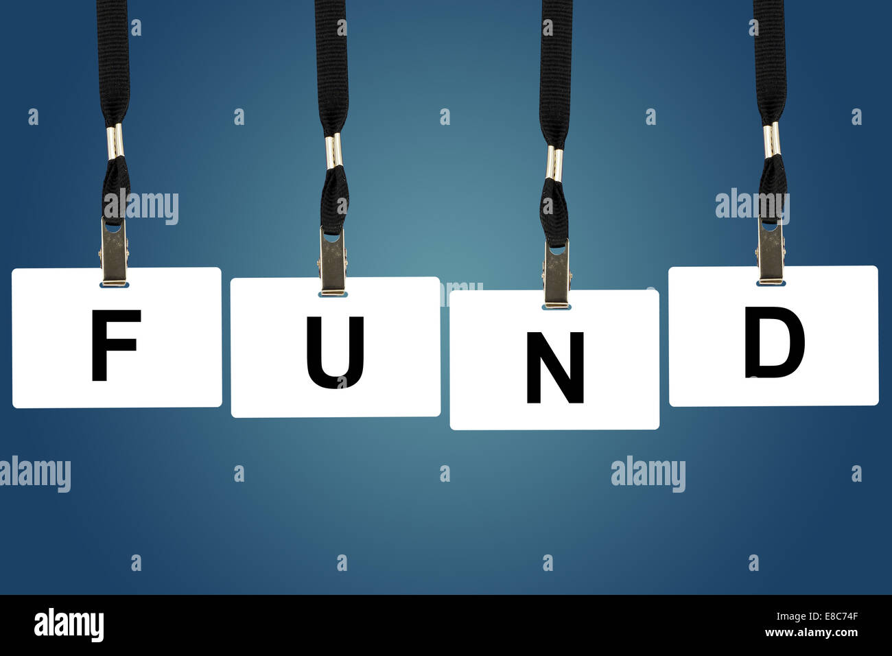 fund word on badge with blue background Stock Photo - Alamy