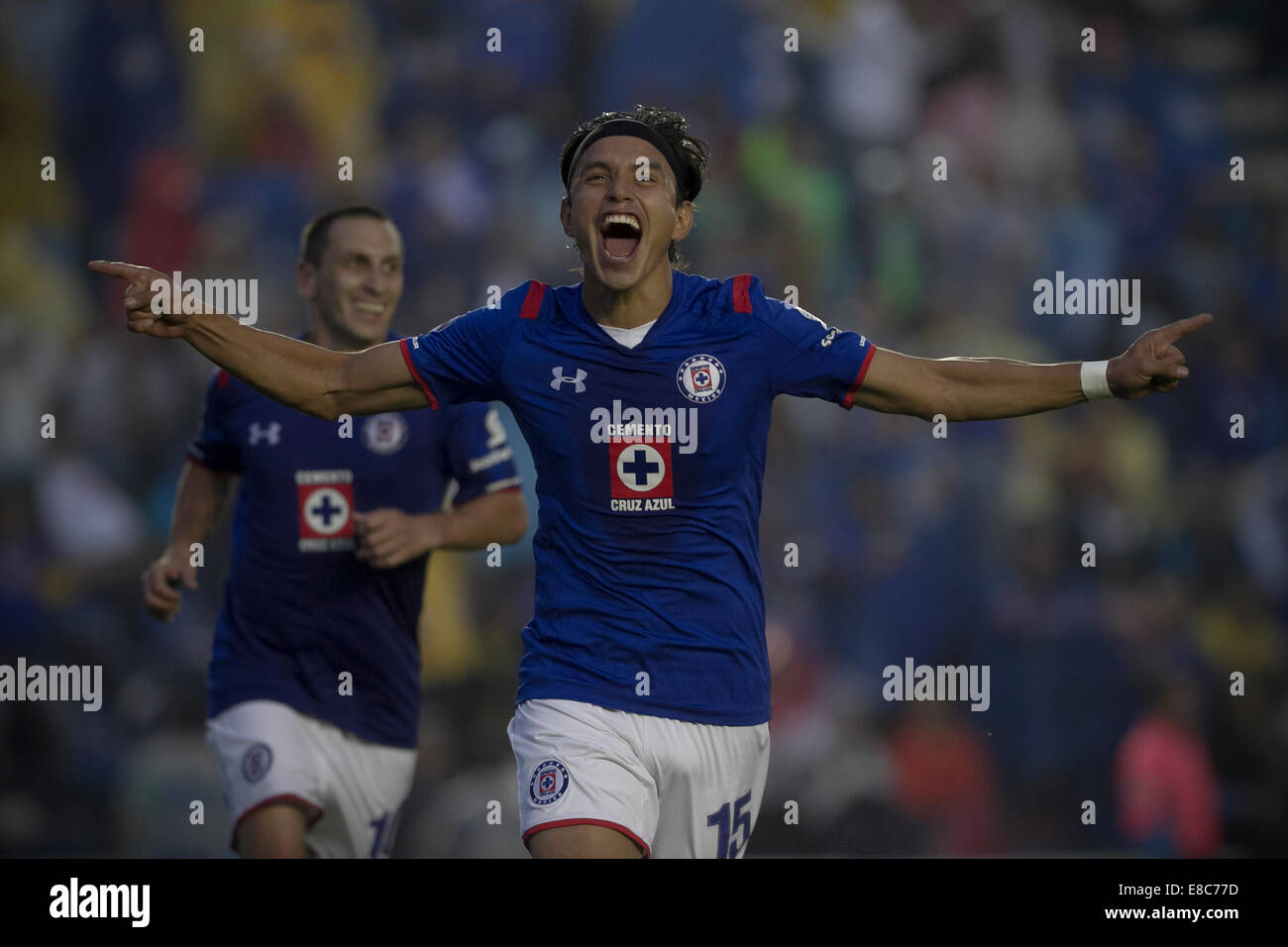 Mexico City, Mexico. 4th Oct, 2014. Gerardo Flores (Front) of Cruz Azul ...