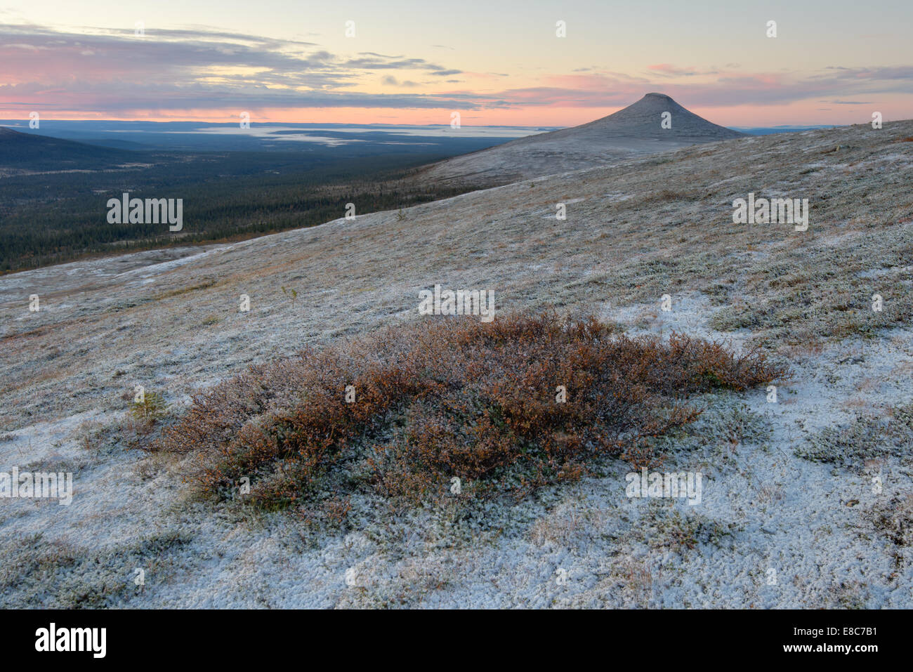 Rolling hillside and a distant river at sunrise Stock Photo - Alamy
