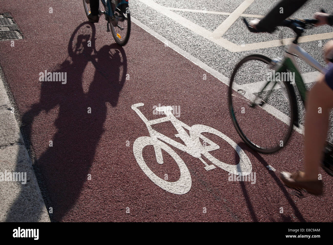 Cycle Lane with Cyclist in Dublin, Ireland Stock Photo - Alamy