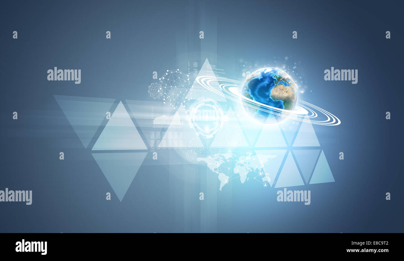 Earth with triangles and network Stock Photo - Alamy