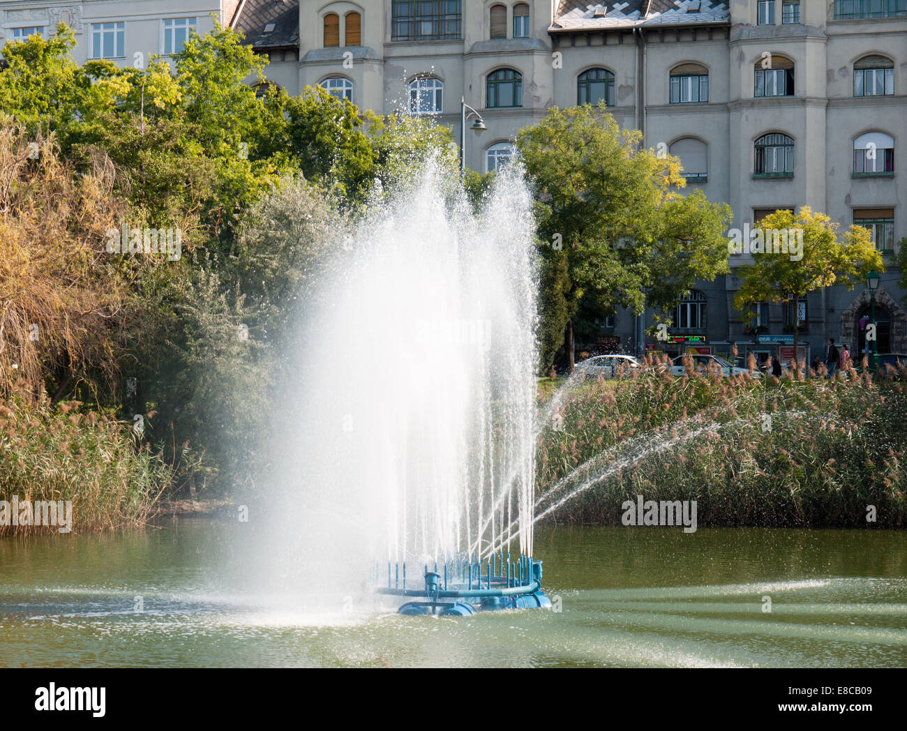 Fountain on the Feneketlen (Bottomless) lake in the 11th district ...