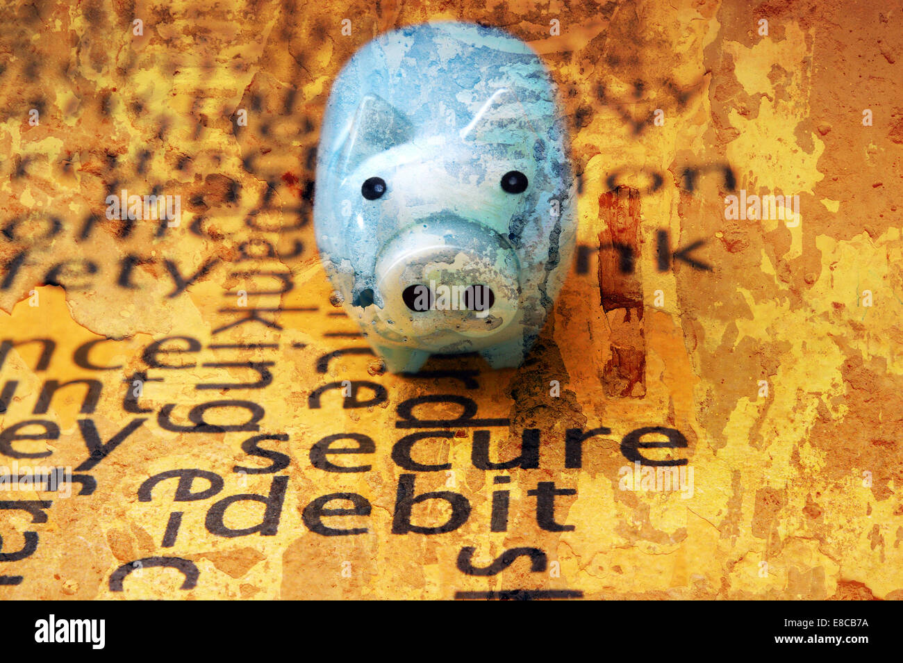 Piggy bank on secure text concept Stock Photo - Alamy