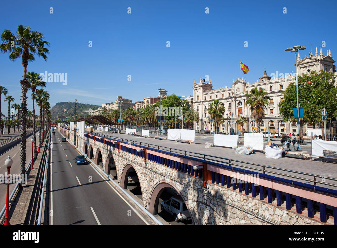 Promenade along Ronda Litoral motorway, transport infrastructure in the ...