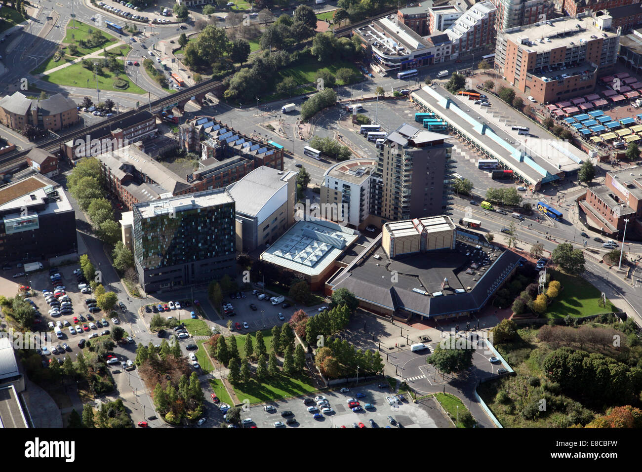 aerial view of Quarry Hill including Leeds Playhouse, Skyline ...