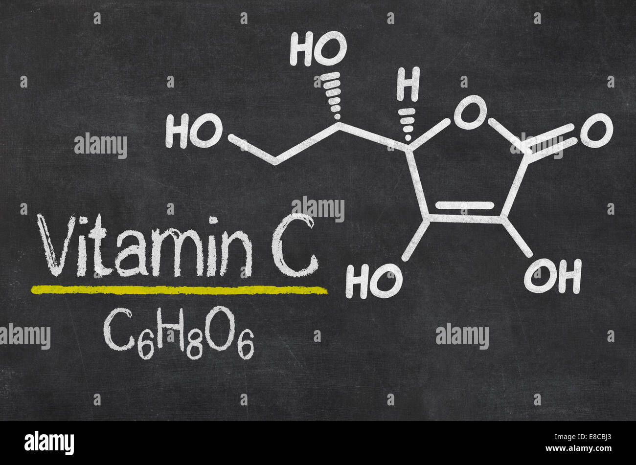 Blackboard with the chemical formula of Vitamin C Stock Photo - Alamy