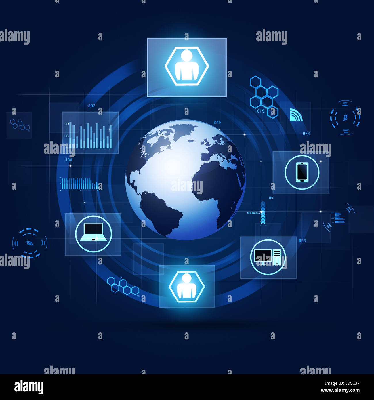 concept interface of global web connections and communications Stock ...