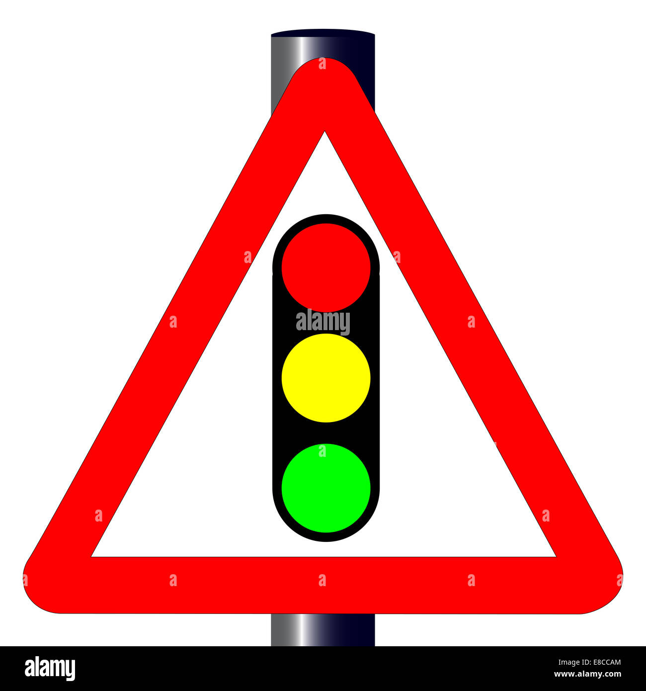 The traditional traffic lights traffic sign isolated on a white ...