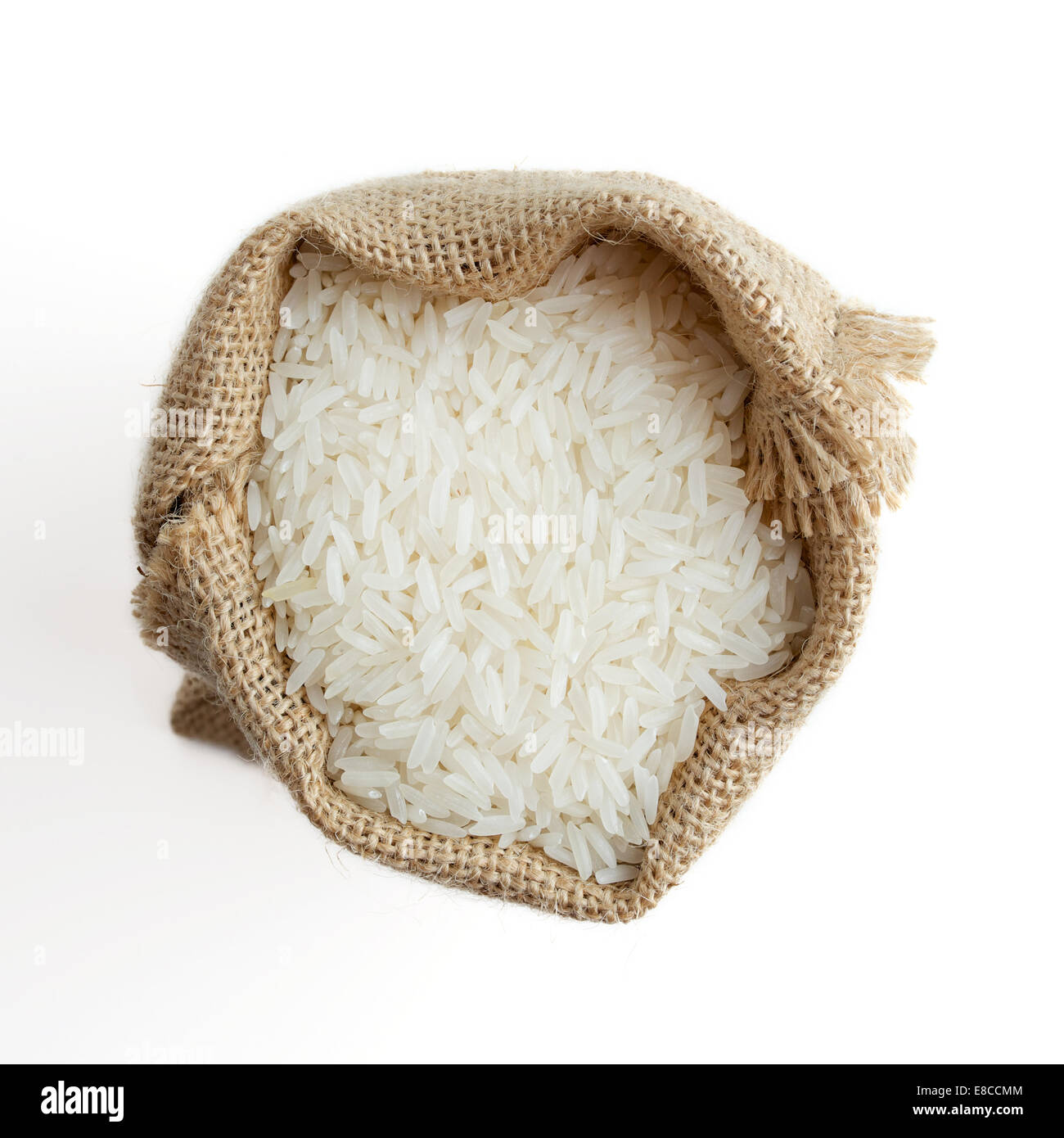 rice in burlap sack isolated on white Stock Photo - Alamy