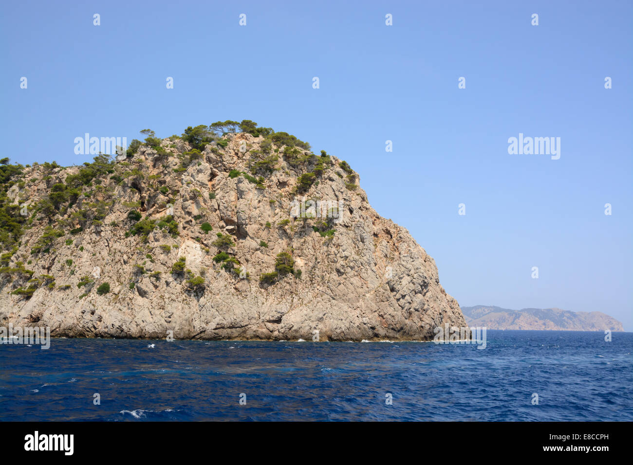 Cliff on Cap Formentor with blue ocean water and blue sky. Cap ...