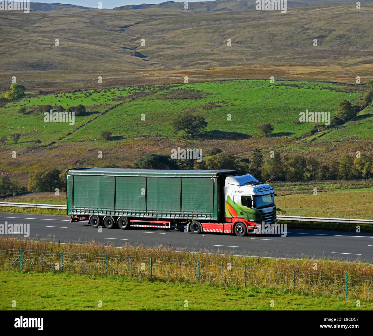 Stobart Group HGV. M6 Motorway, northbound. Shap, Cumbria, England ...