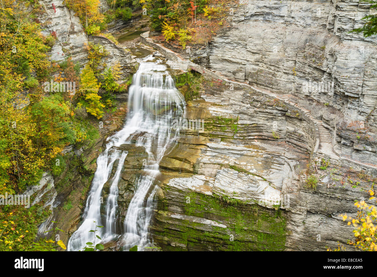 Lucifer Falls in Autumn seen from the overlook in Robert H. Treman ...