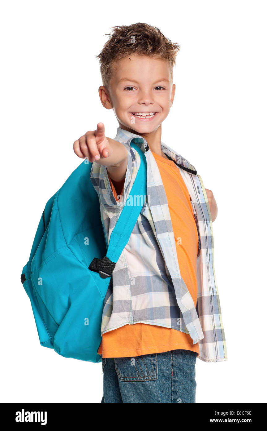 Boy with backpack Stock Photo - Alamy