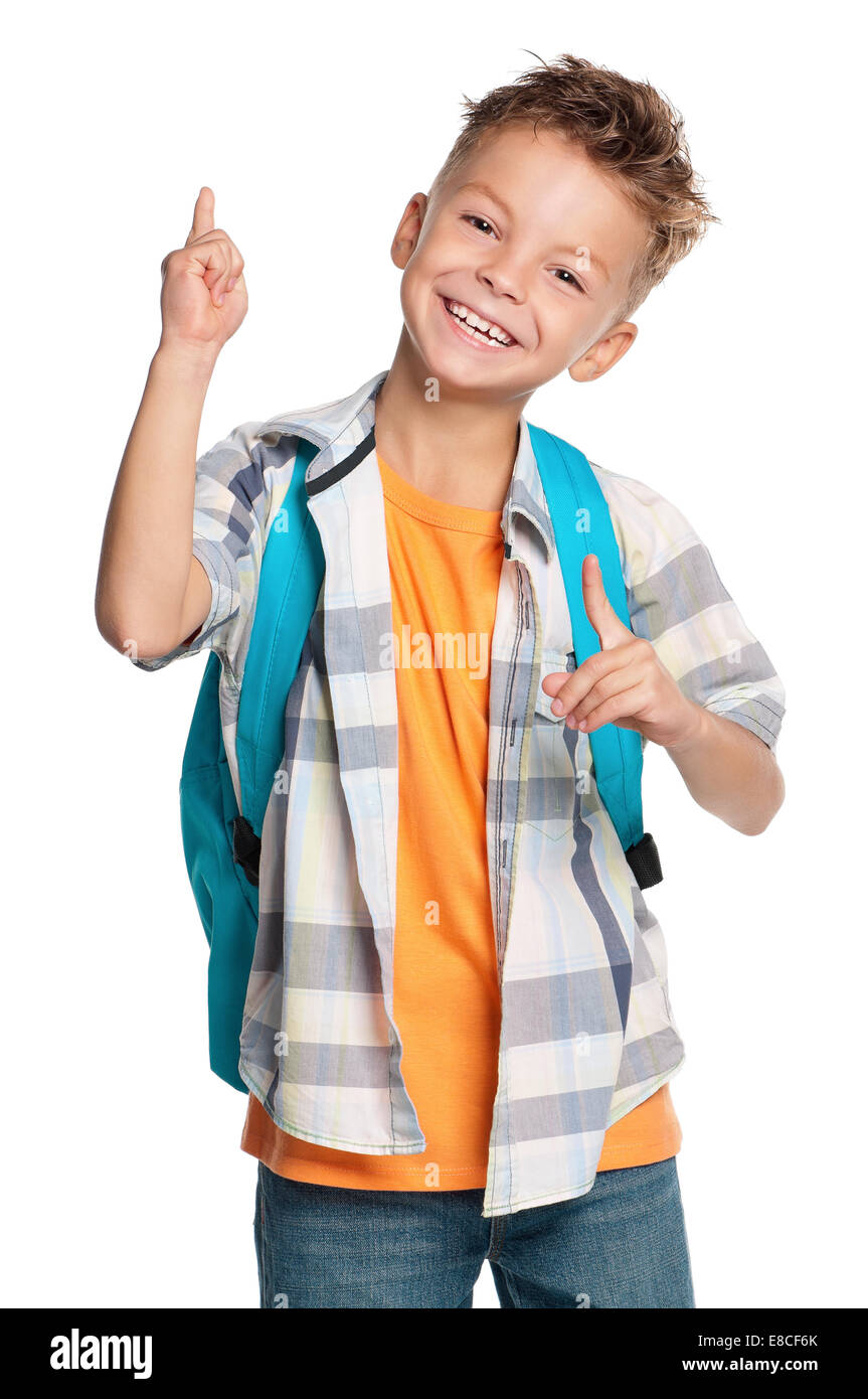 Boy with backpack Stock Photo - Alamy