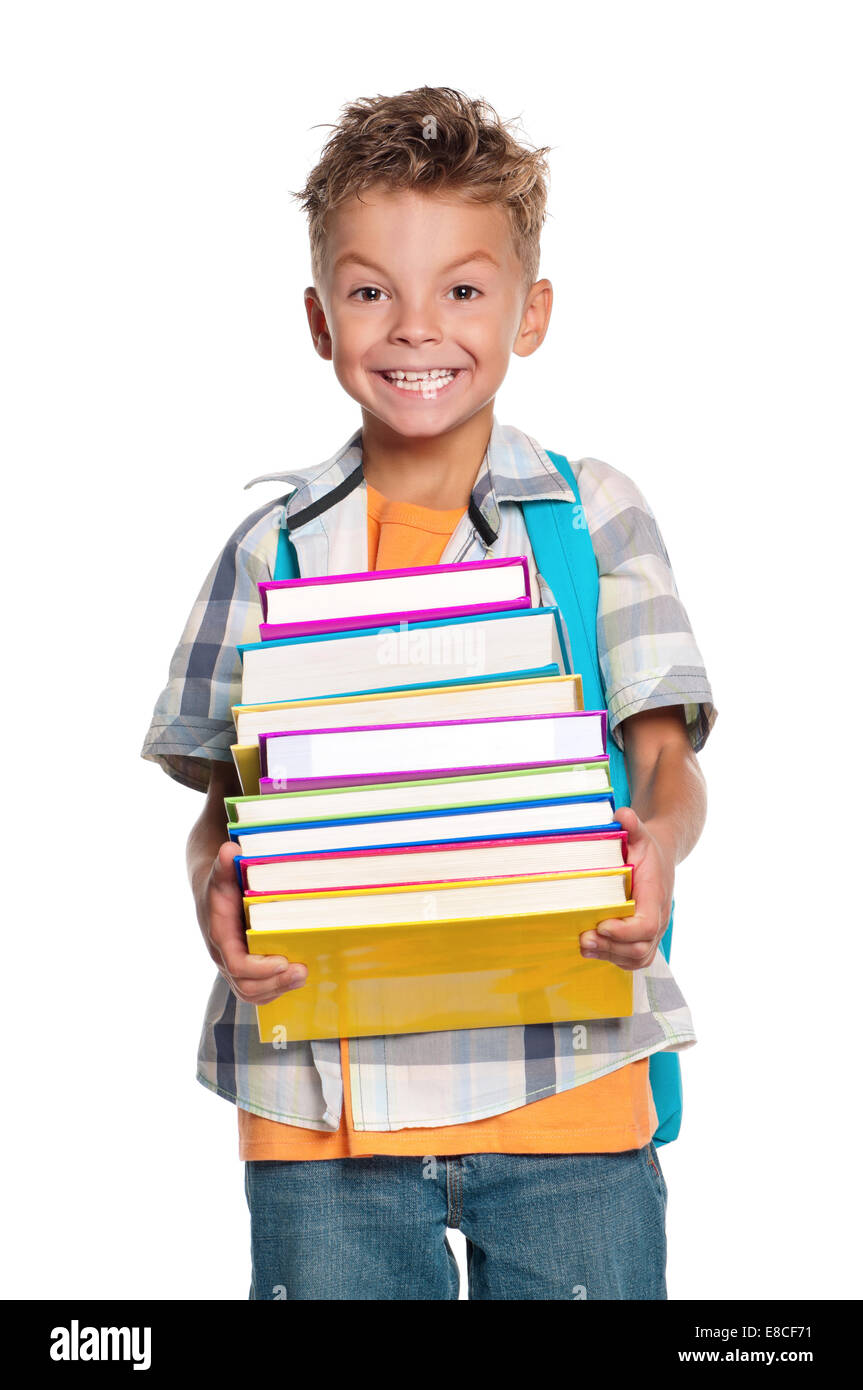 Boy with books Stock Photo - Alamy