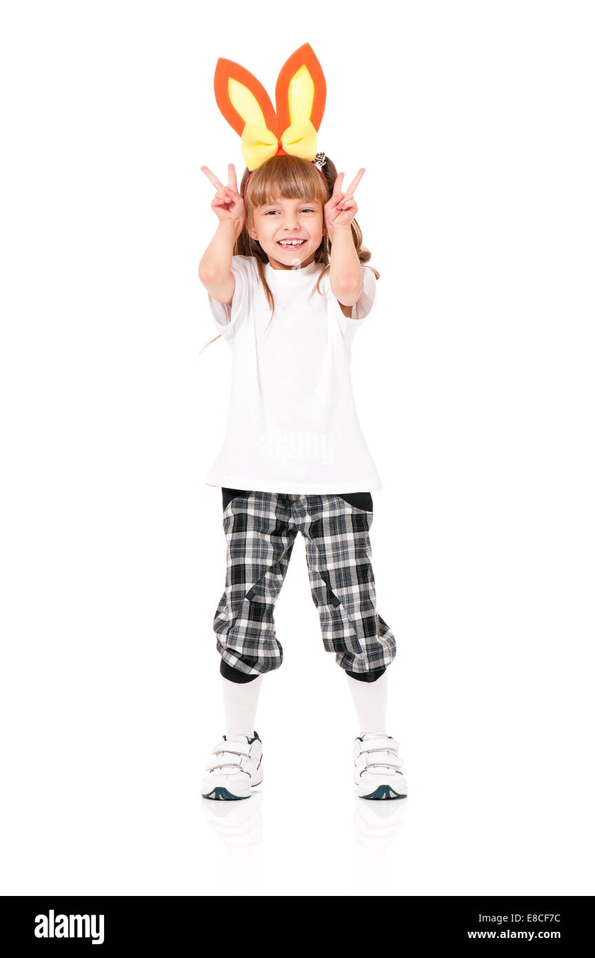 Girl with rabbit ears Stock Photo - Alamy