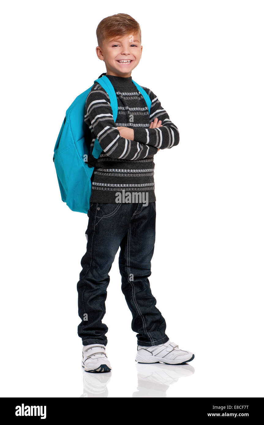 Boy with backpack Stock Photo - Alamy