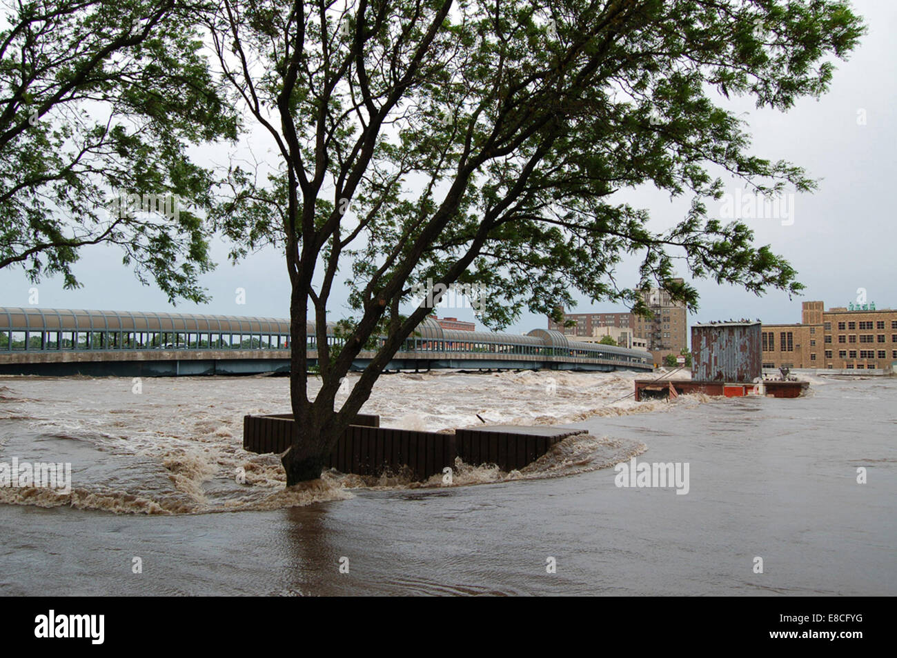 This photograph captures the significant flooding event in Waterloo ...