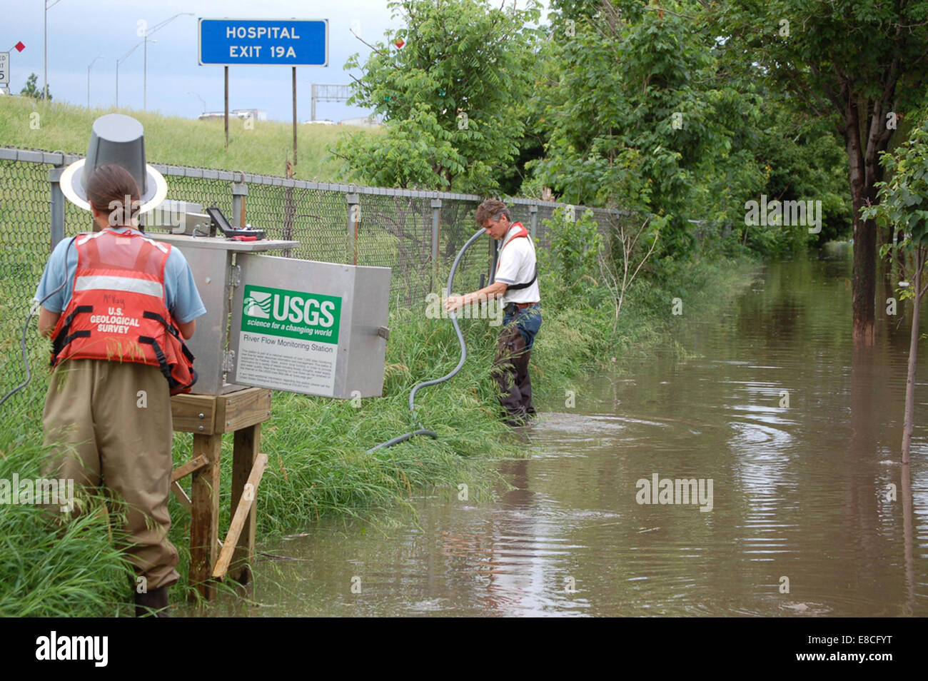 A temporary streamgage was installed in Cedar Rapids, Iowa to monitor ...