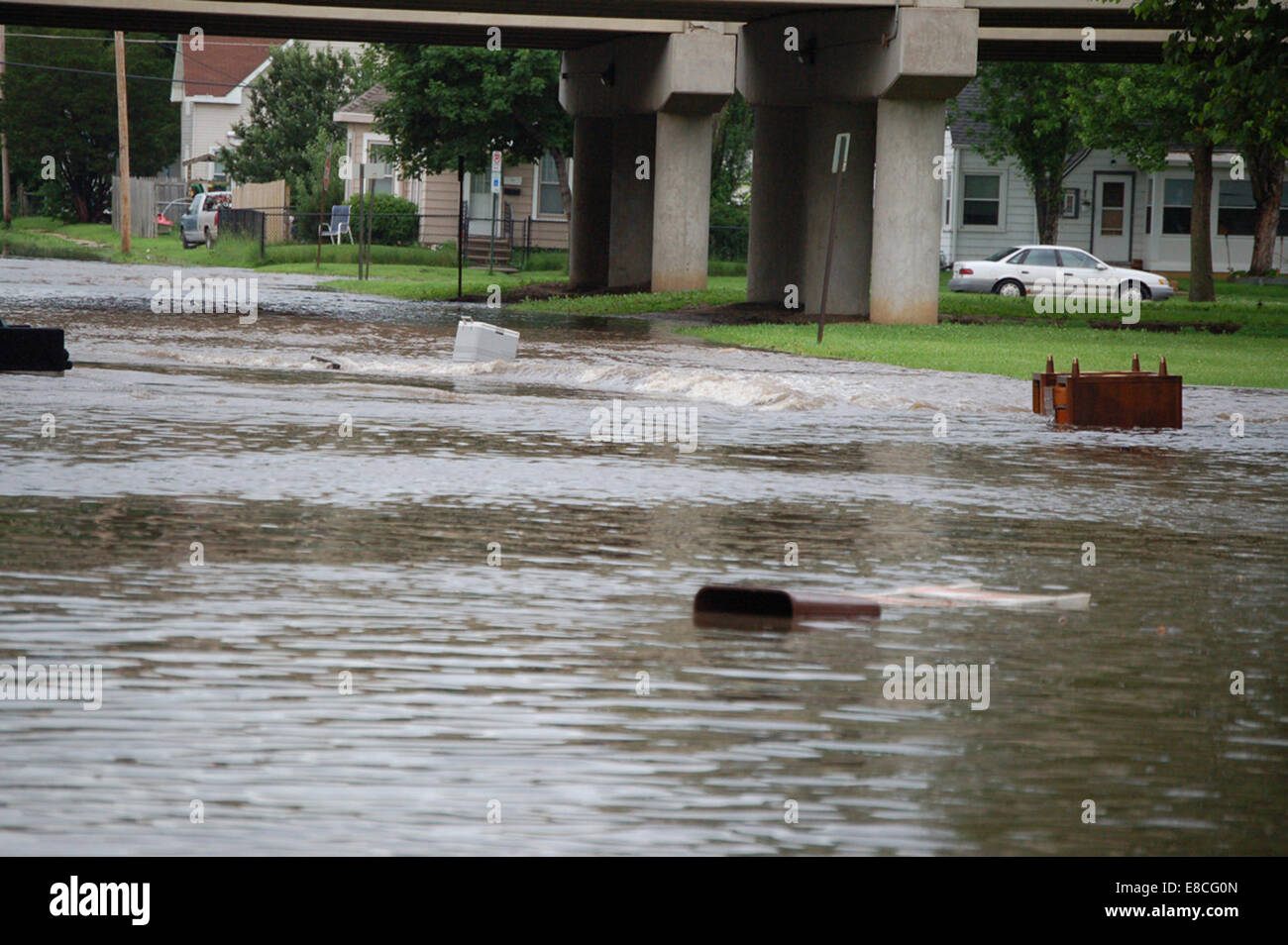 A photograph depicting significant flooding in Cedar Rapids, Iowa. The ...