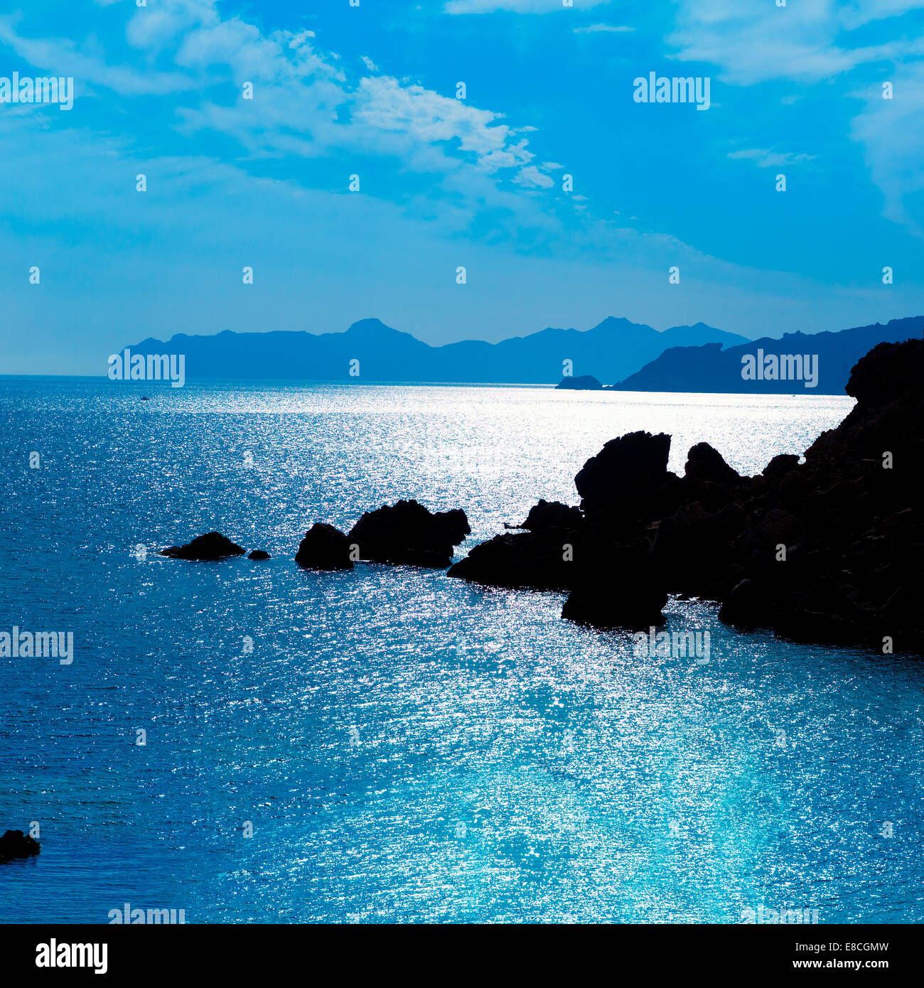 Cartagena Cala Cortina beach sunset in Mediterranean Murcia at Spain ...