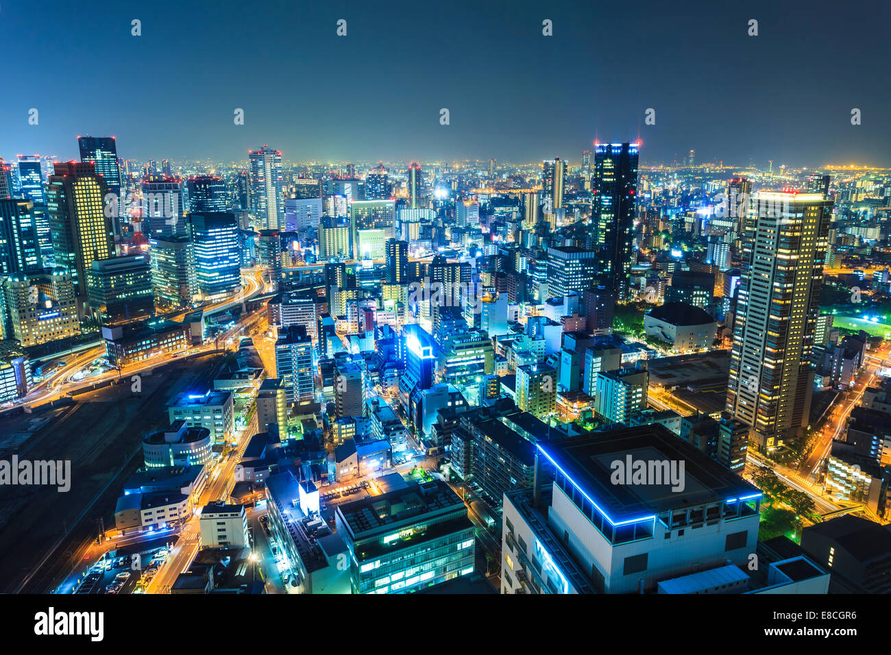 Osaka night view in downtown, Japan Stock Photo - Alamy
