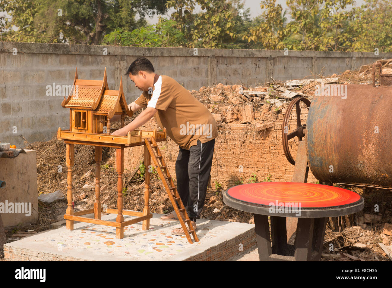 Shaman ritual for change the spiritual house in northern Thailand at ...