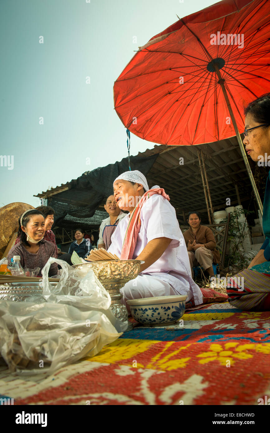Shaman ritual for change the spiritual house in northern Thailand at ...