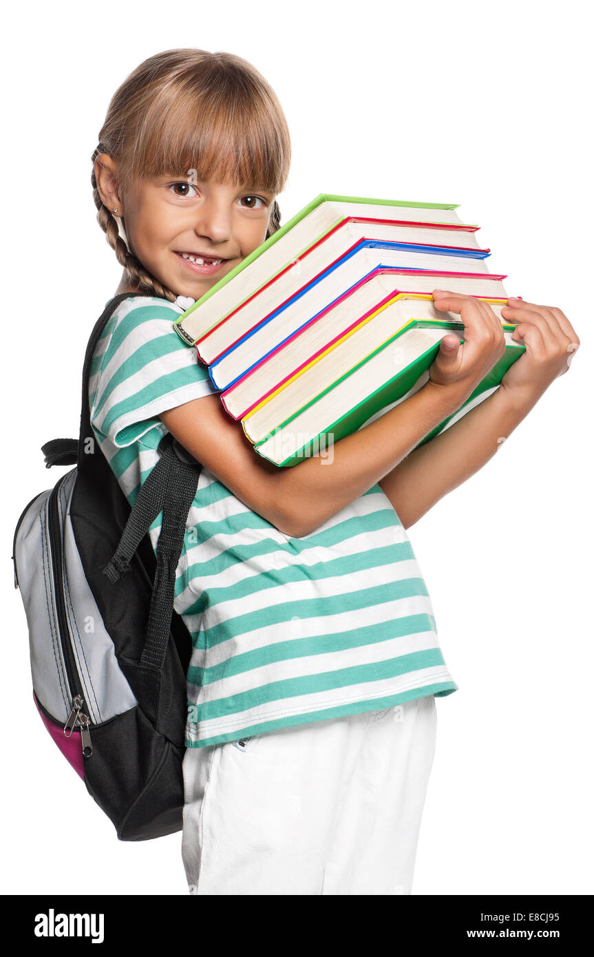 Little girl with books Stock Photo - Alamy