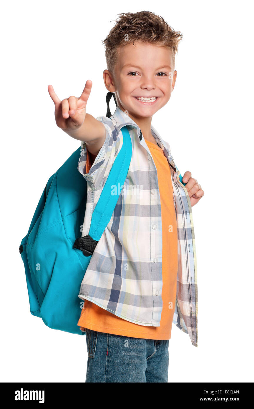Boy with backpack Stock Photo - Alamy