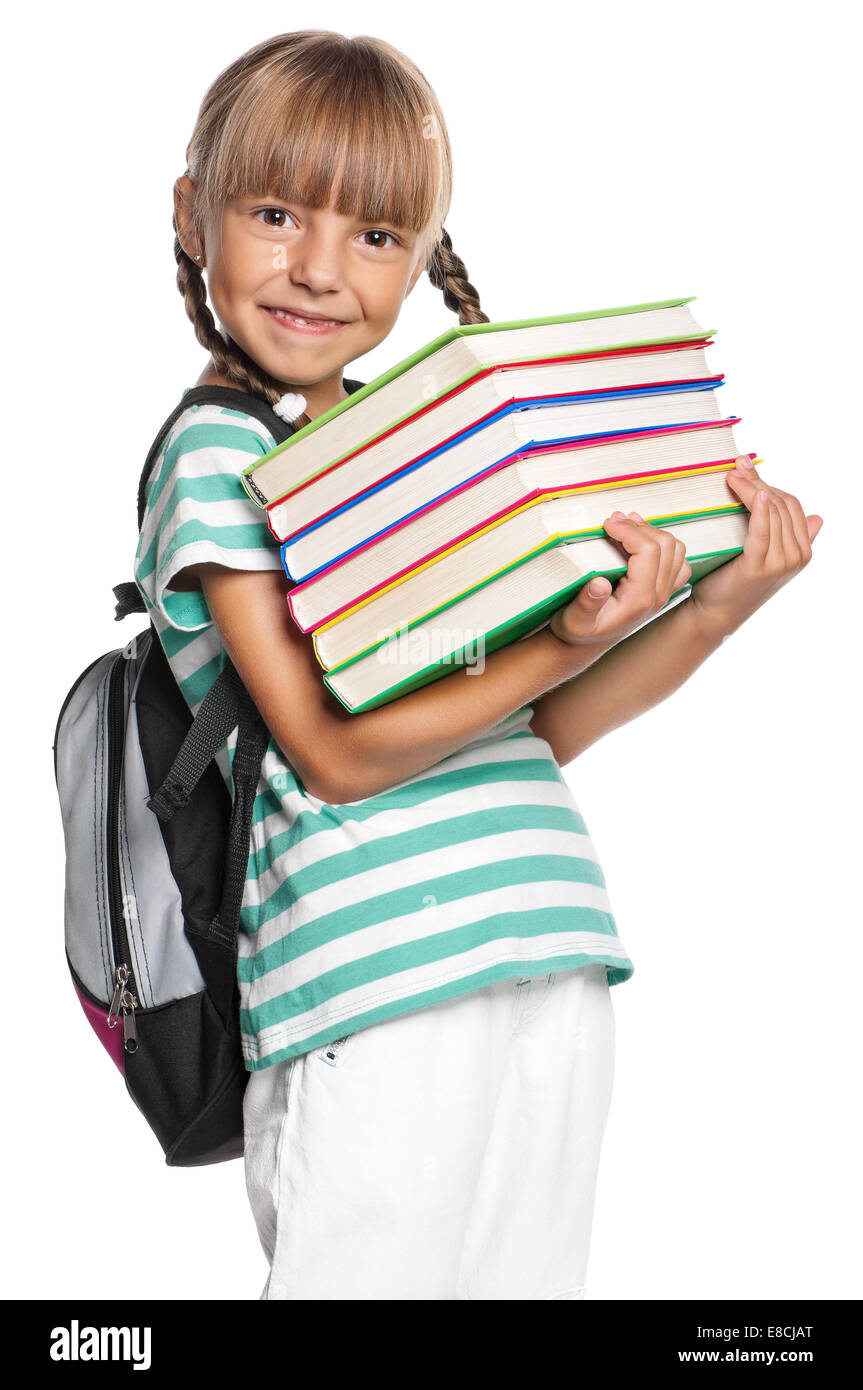 Little girl with books Stock Photo - Alamy