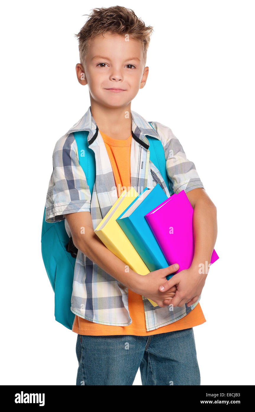 Books boy child schoolboy schoolbag hi-res stock photography and images ...