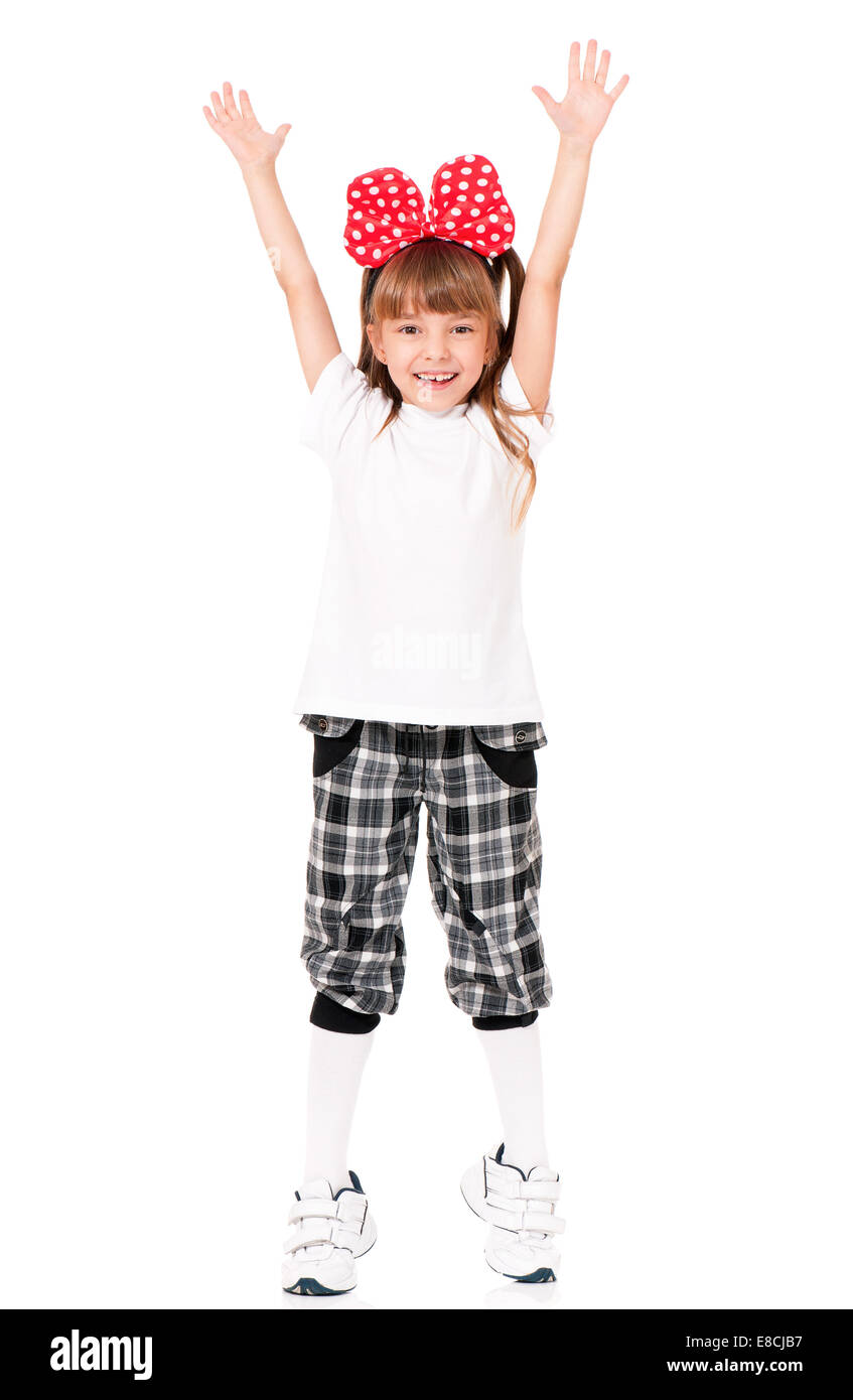 Girl with red bow Stock Photo - Alamy