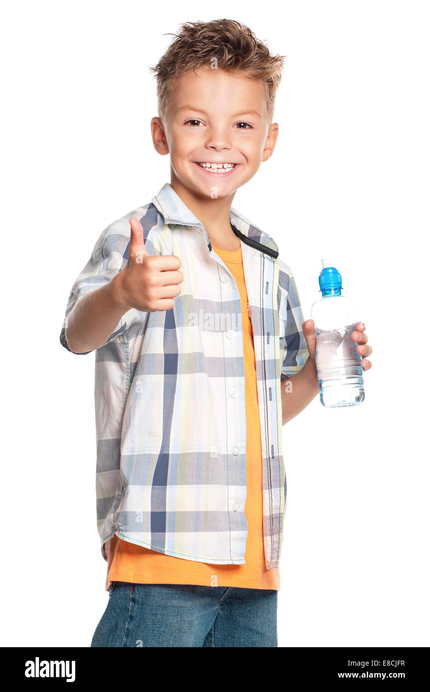 Boy with bottle of water Stock Photo - Alamy