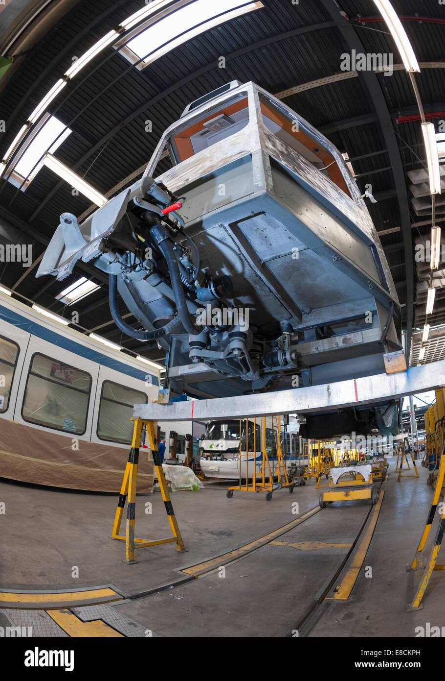 Maintenance and repair of Zurich's tramway trains at the central train ...