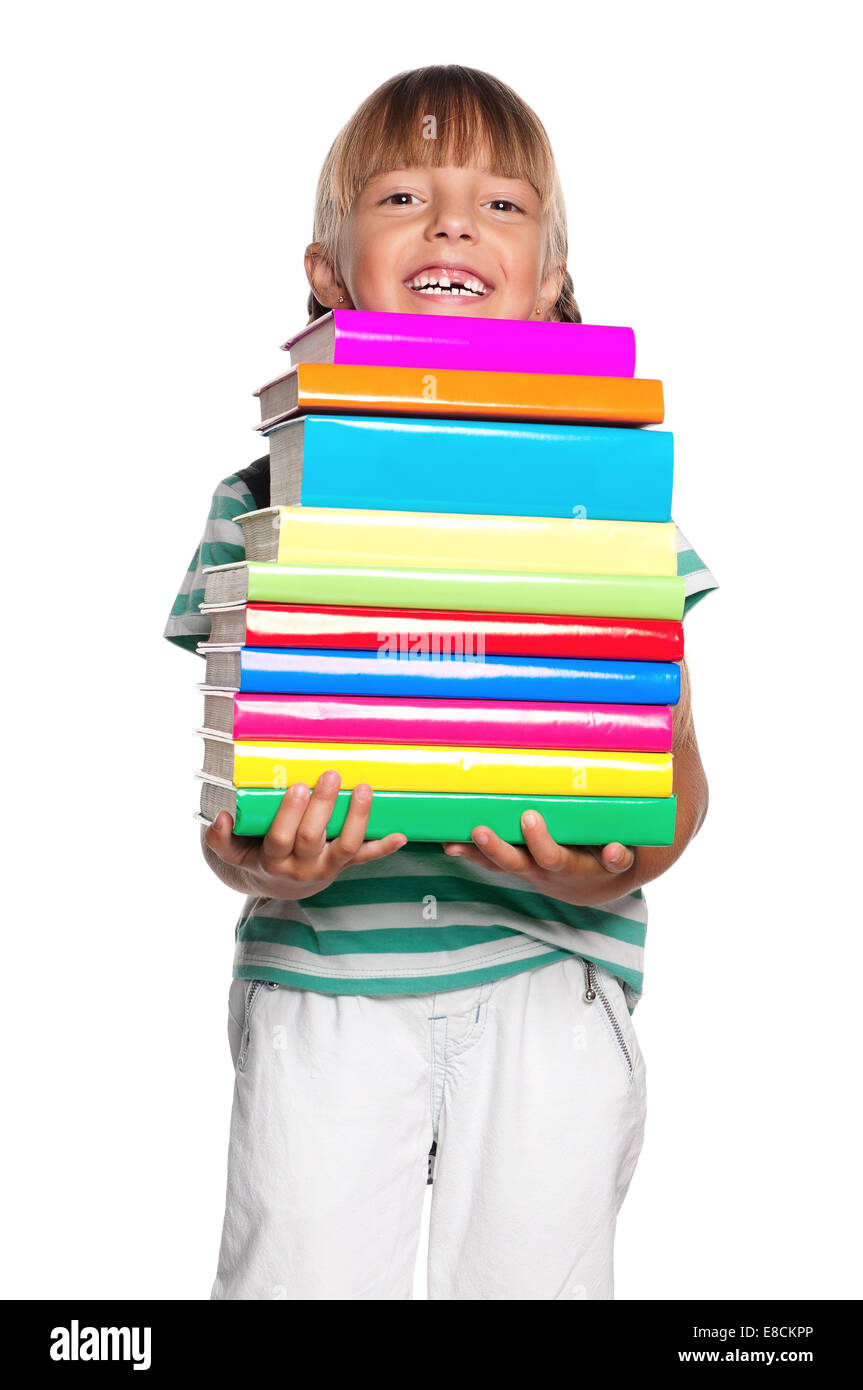 Little girl with books Stock Photo - Alamy