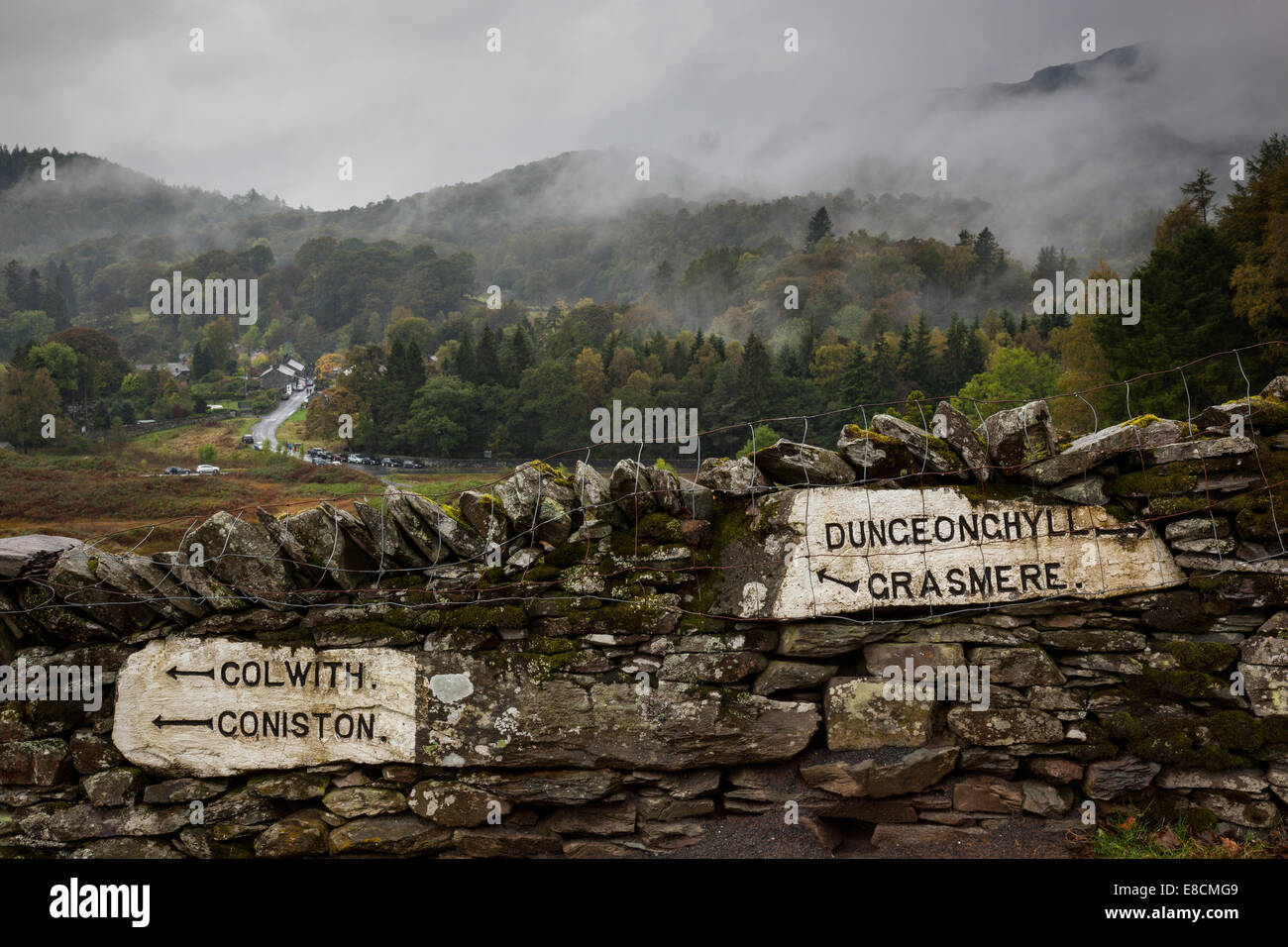 Road sign on lane near Elterwater, Lake District, Cumbria Stock Photo ...