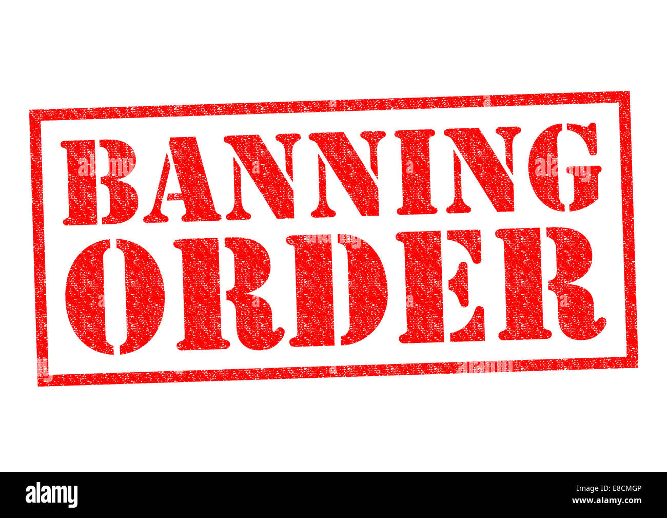 BANNING ORDER red Rubber Stamp over a white background Stock Photo - Alamy