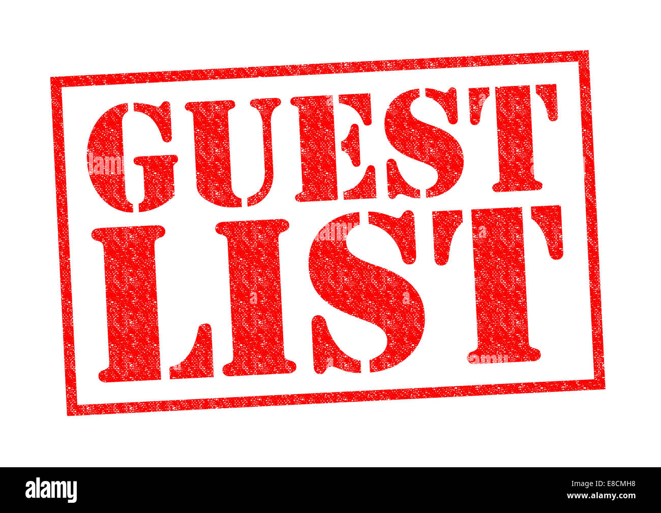 GUEST LIST red Rubber Stamp over a white background Stock Photo - Alamy