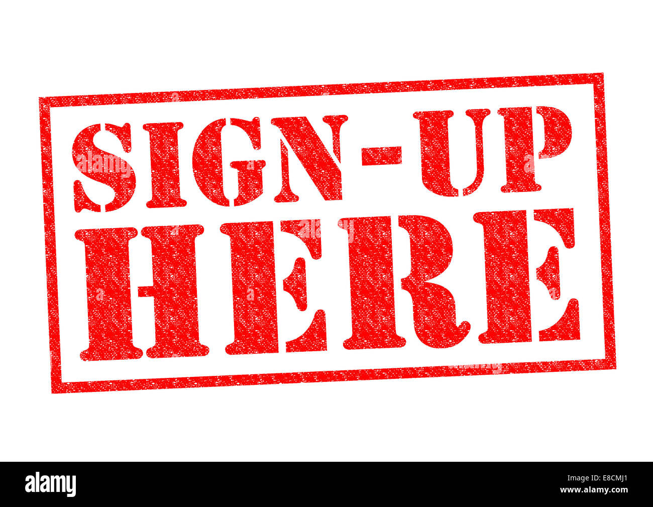 SIGN UP HERE red Rubber Stamp over a white background Stock Photo - Alamy