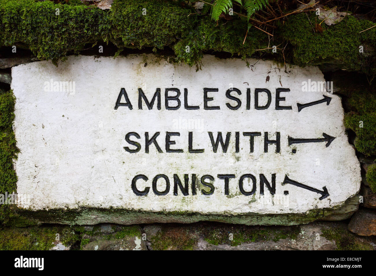 Road signs on Red Bank between Grasmere and Loughrigg, near Ambleside ...