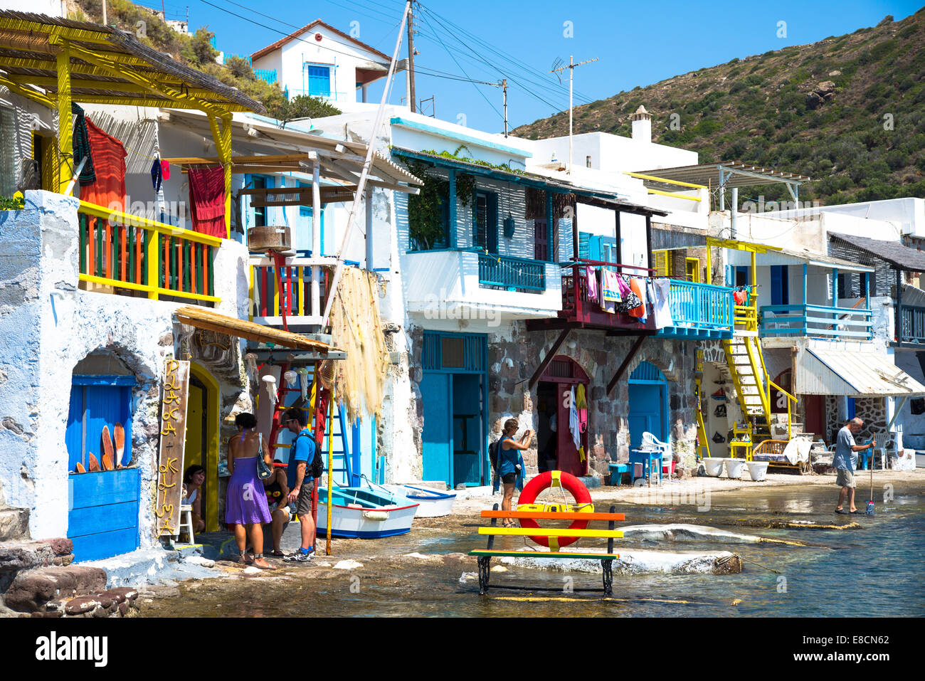 colourful klima at milos in greece Stock Photo - Alamy