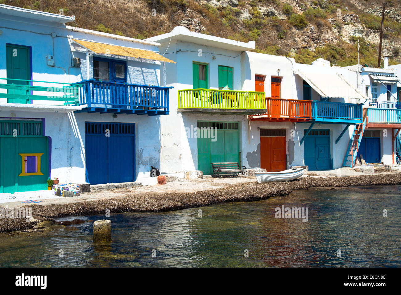 colourful klima at milos in greece Stock Photo - Alamy