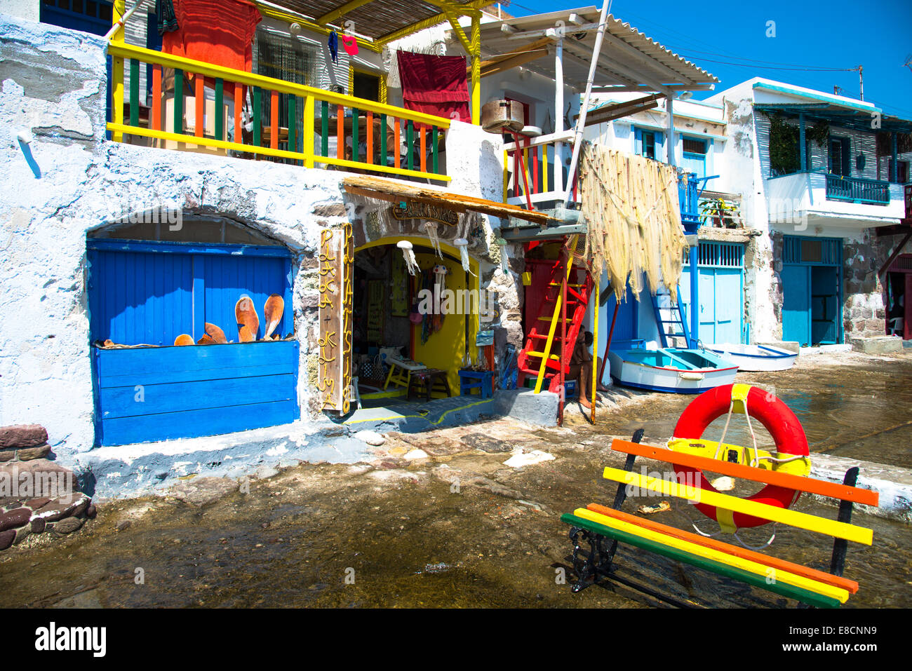 colourful klima at milos in greece Stock Photo - Alamy