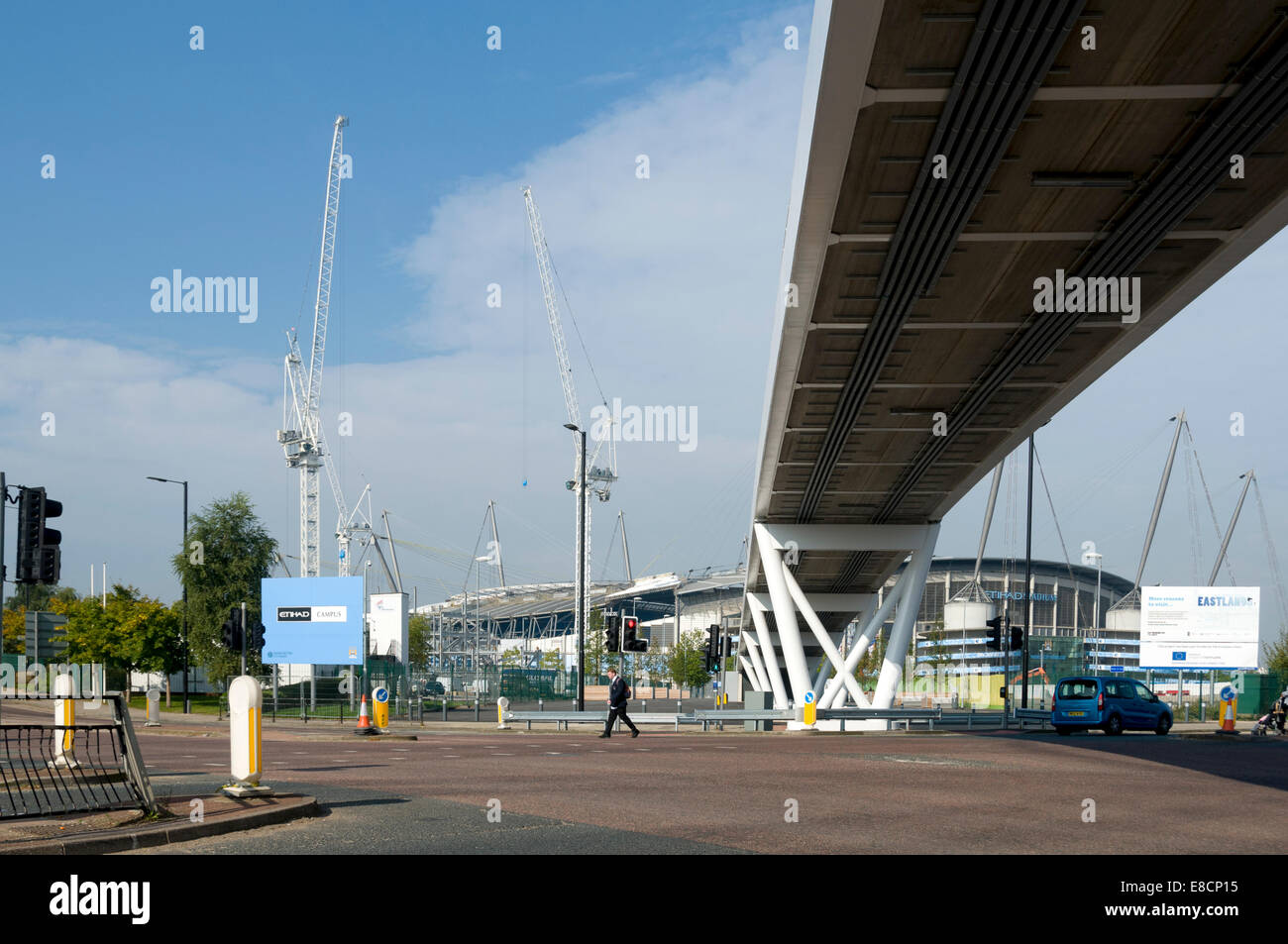 Etihad Stadium and footbridge during expansion works Oct 14. Clayton ...